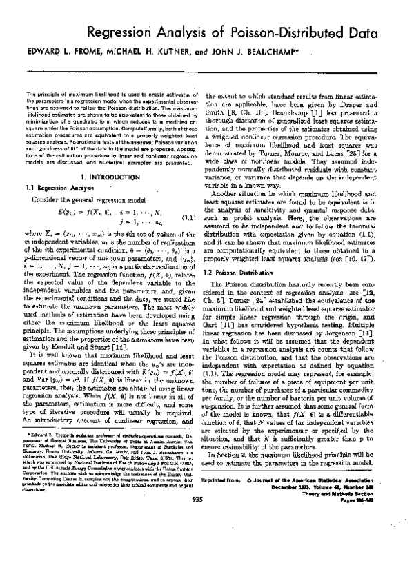 (PDF) Regression Analysis of Poisson-Distributed Data