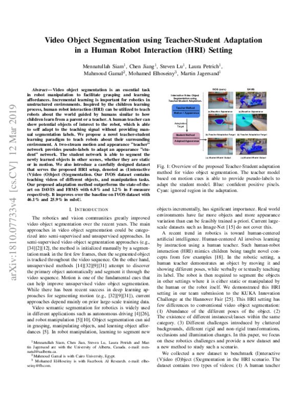 (PDF) Adapted Appearance ( c ) Student Model Output ( a ) Baseline Appearance ( b ) Teacher ...
