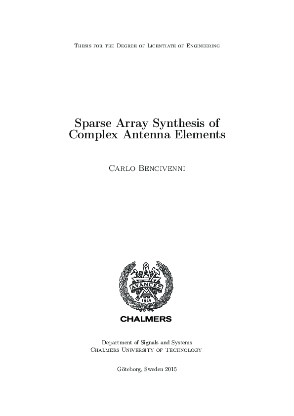 Pdf Sparse Array Synthesis Of Complex Antenna Elements Carlo Bencivenni