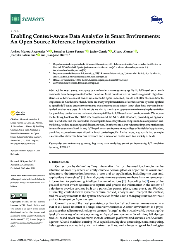 Enabling Context Aware Data Analytics In Smart Environments An Open Source Reference Implementation