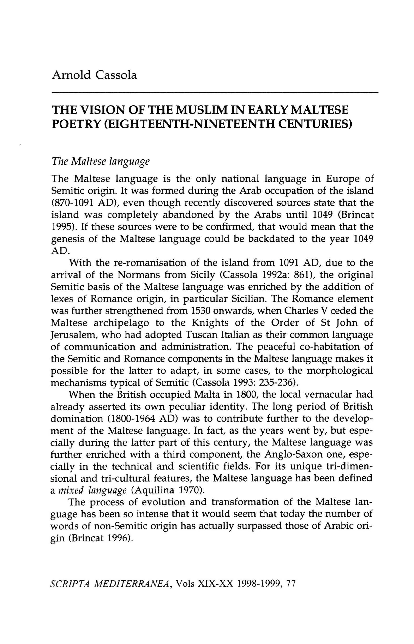 (PDF) The Vision of the Muslim in Early Maltese Poetry