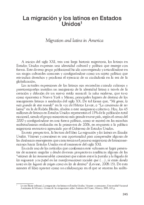 (PDF) La migración y los latinos en Estados Unidos