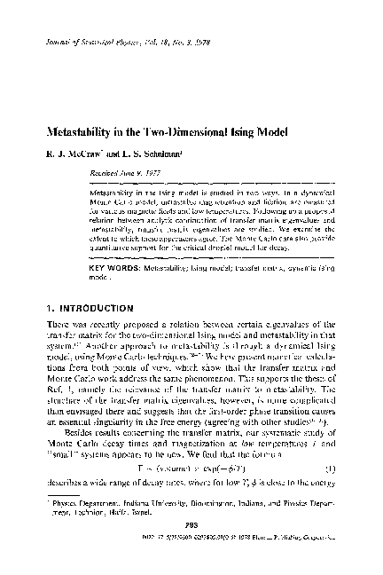 (PDF) Metastability in the two-dimensional ising model