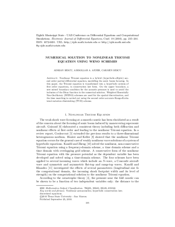 (PDF) Numerical solution to nonlinear Tricomi equation using WENO ...