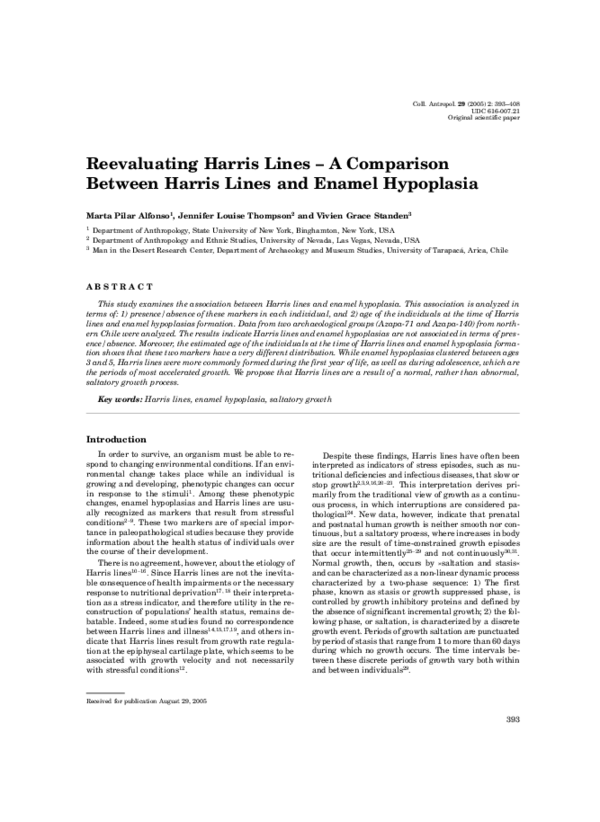 (PDF) Reevaluating Harris lines--a comparison between Harris lines and ...