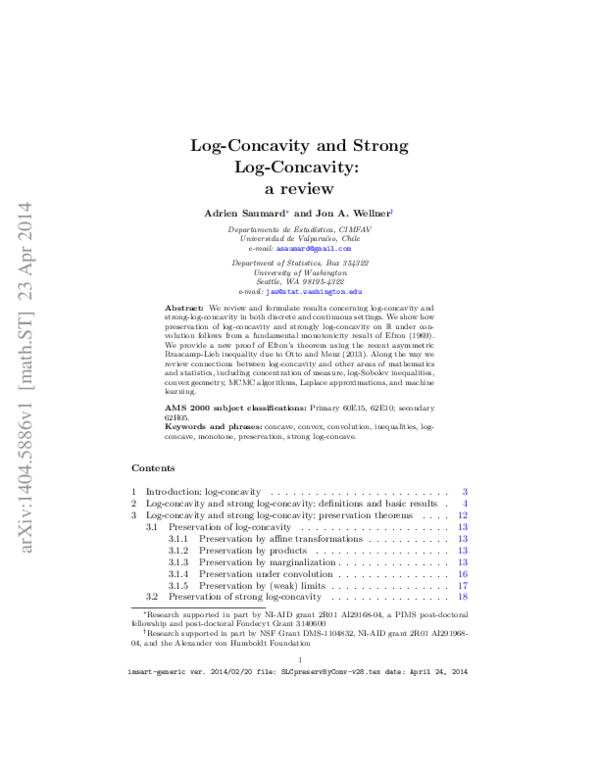 Pdf Log Concavity And Strong Log Concavity A Review