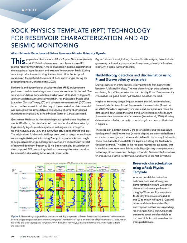 (PDF) Rock Physics Template ( RPT ) Technology for Reservoir ...