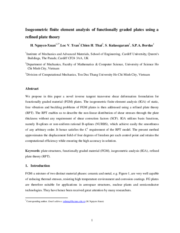 Pdf Isogeometric Finite Element Analysis Of Functionally Graded