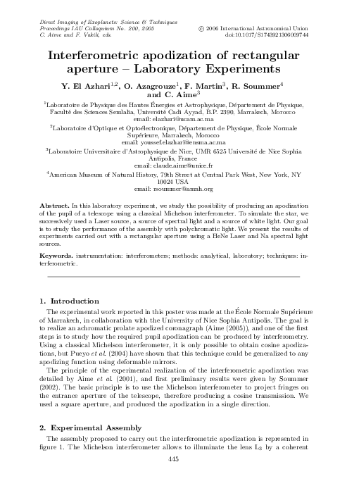 (PDF) Interferometric apodization of rectangular apertures