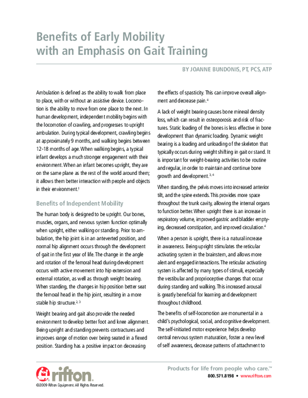 (PDF) Benefits of Early Mobility with an Emphasis on Gait Training