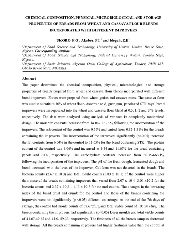 (DOC) CHEMICAL COMPOSITION, PHYSICAL, MICROBIOLOGICAL AND STORAGE ...