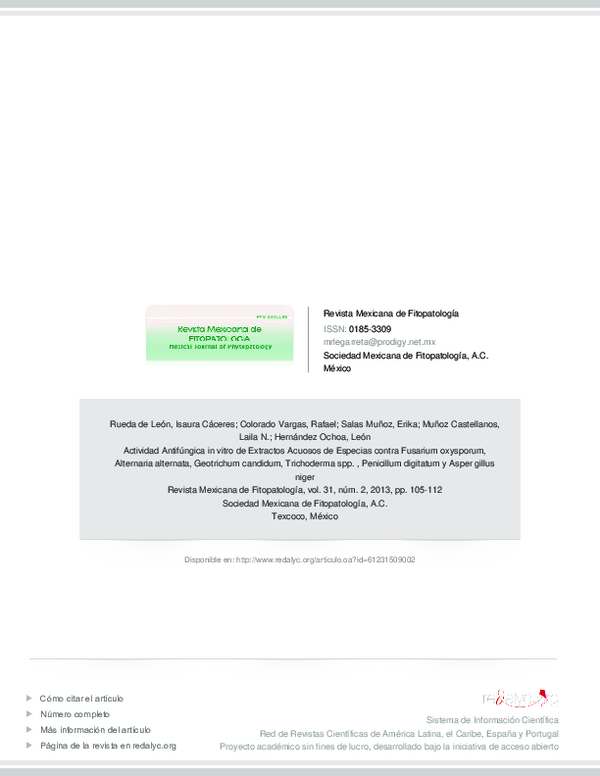 (PDF) Actividad Antifúngica in vitro de Extractos Acuosos de Especias ...