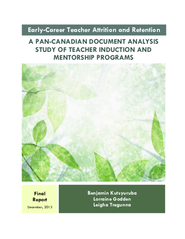 (PDF) A Pan-Canadian Document Analysis Study of Teacher Induction and ...