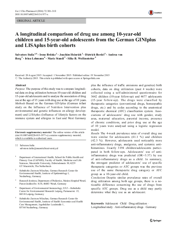 (PDF) A longitudinal comparison of drug use among 10-year-old children ...