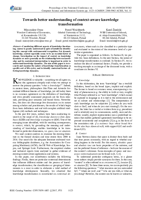 (PDF) Towards a better understanding of context-aware applications