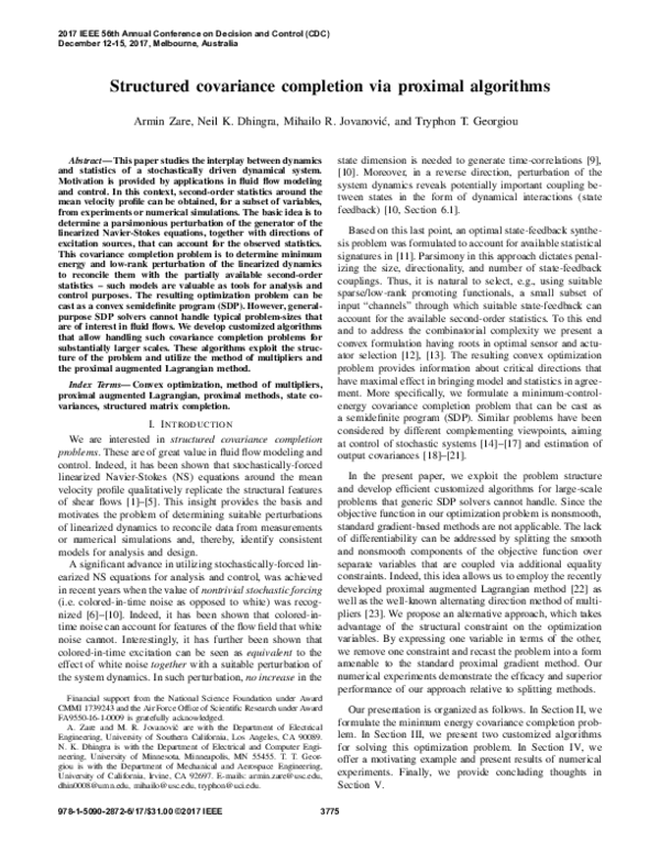 (PDF) Structured covariance completion via proximal algorithms