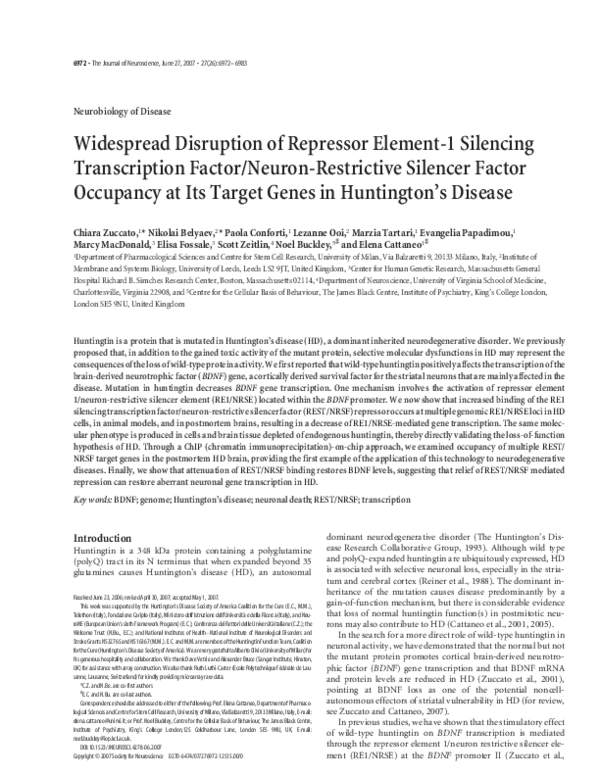 (PDF) Widespread Disruption of Repressor Element-1 Silencing ...