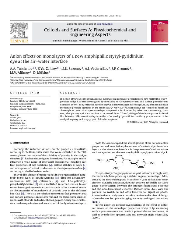 (PDF) Colloids and Surfaces A: Physicochemical and Engineering Aspects