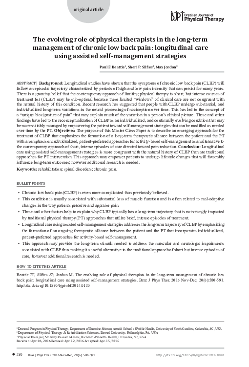 (PDF) The evolving role of physical therapists in the long-term ...