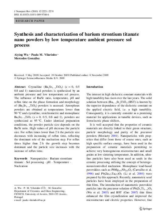 (PDF) Synthesis and characterization of barium strontium titanate nano ...