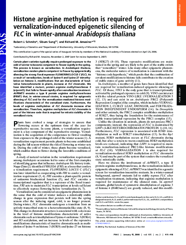 (PDF) Histone arginine methylation is required for vernalization ...