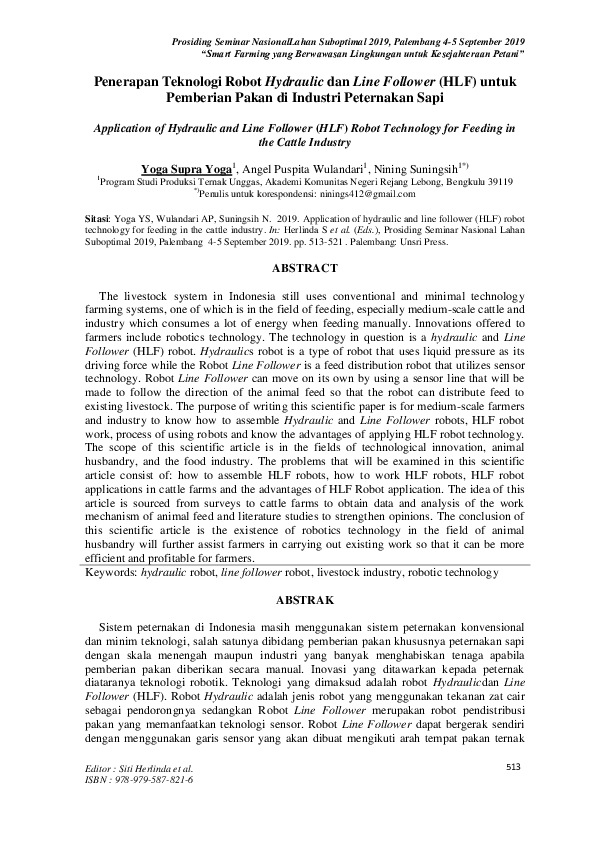 (PDF) Penerapan Teknologi Robot Hydraulic dan Line Follower (HLF) untuk ...