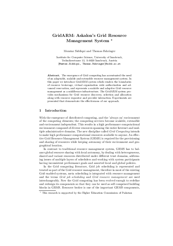 (PDF) GridARM: Askalon’s Grid Resource Management System
