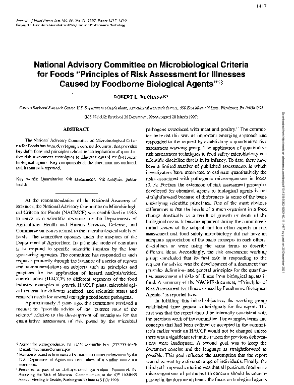 (PDF) National Advisory Committee on Microbiological Criteria for Foods ...