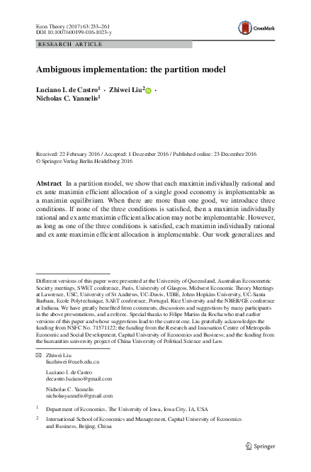 (PDF) Ambiguous implementation: the partition model