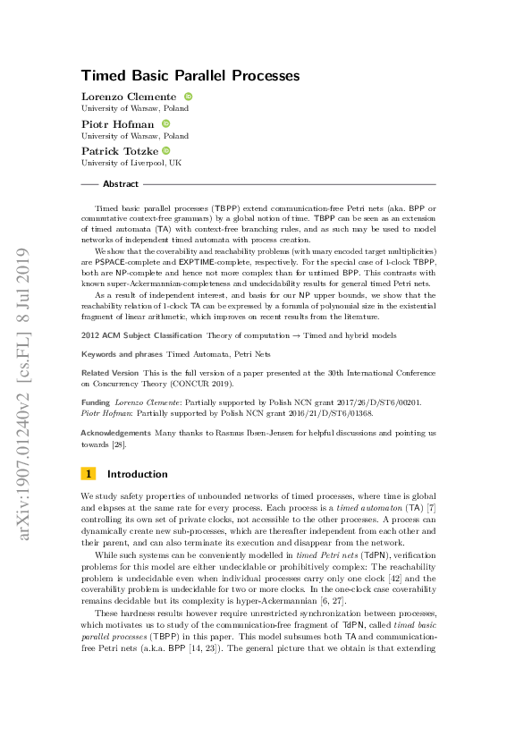 (PDF) Timed Basic Parallel Processes
