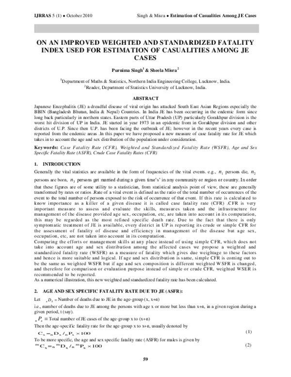 (PDF) On an improved weighted and standardized fatality index used for ...