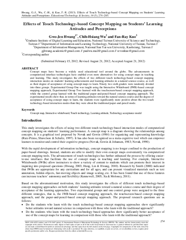 (PDF) Effects of Touch Technology-based Concept Mapping on Students ...
