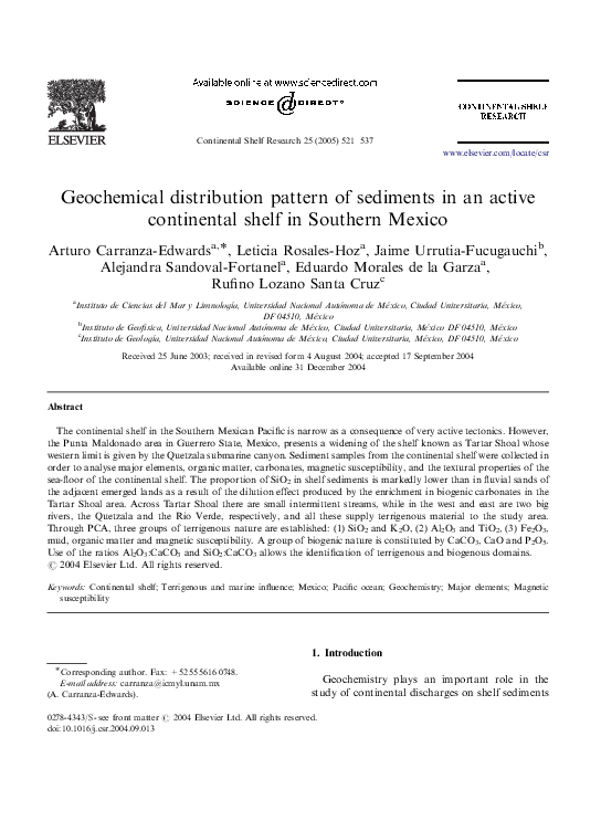 (PDF) Geochemical distribution pattern of sediments in an active ...