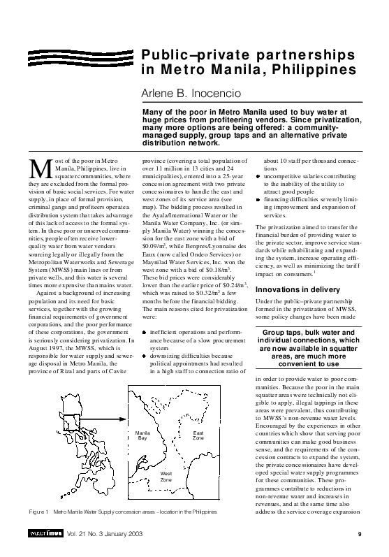 (PDF) privatization Public – private par tnerships in Metro Manila ...