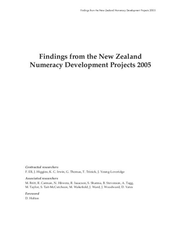 (PDF) Findings from the New Zealand Numeracy Development Projects 2005