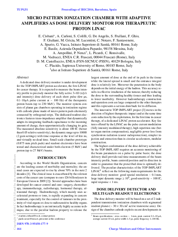 (PDF) Micro Pattern Ionization Chamber with Adaptive Amplifiers as Dose ...