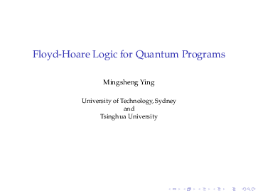 (PDF) Floyd--hoare logic for quantum programs