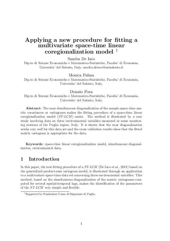 (PDF) Efficient Fitting of Space-Time Models