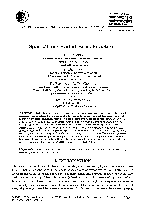 (PDF) Space-time radial basis functions