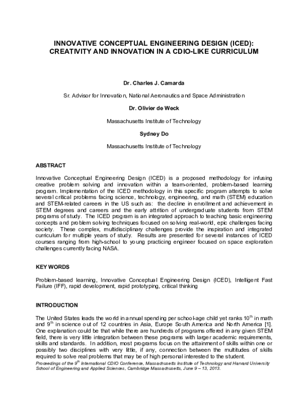 (PDF) Innovative Conceptual Engineering Design (Iced): Creativity and ...