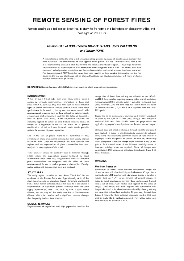 (PDF) Remote Sensing of Forest Fires