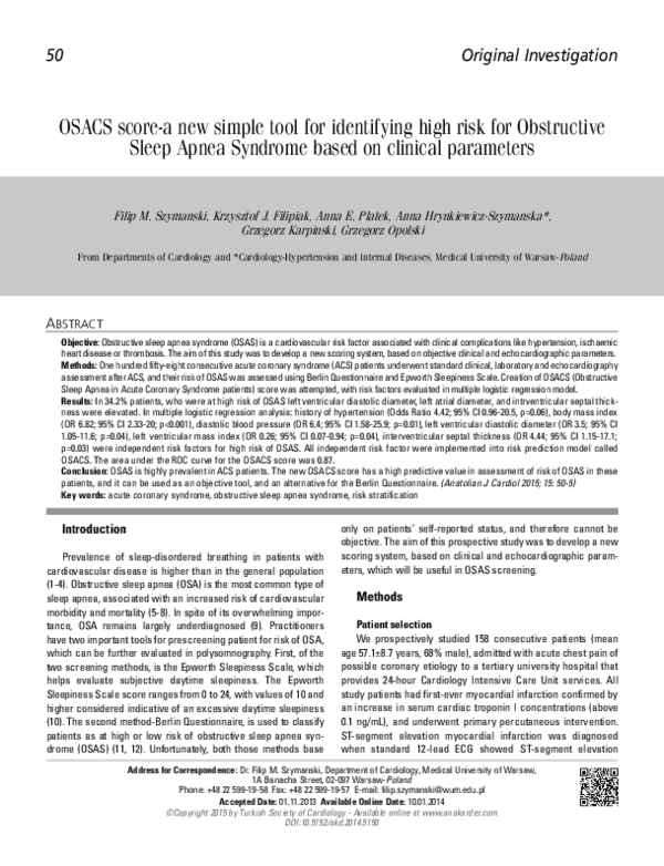 (PDF) OSACS score-a new simple tool for identifying high risk for ...
