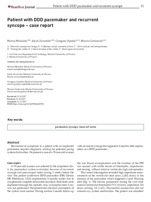 (PDF) Patient with DDD pacemaker and recurrent syncope – case report ...