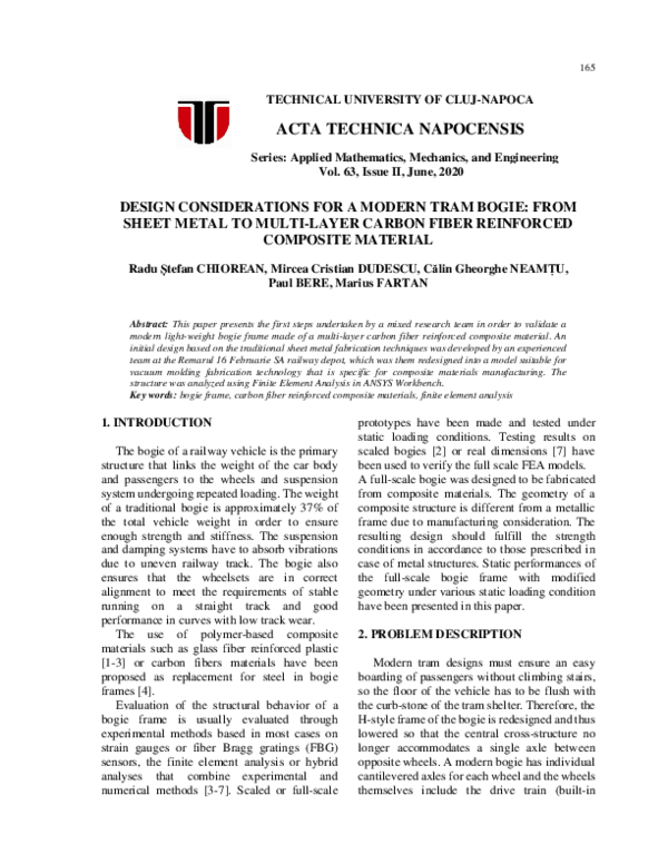 (PDF) Design Considerations for a Modern Tram Bogie: From Sheet Metal ...