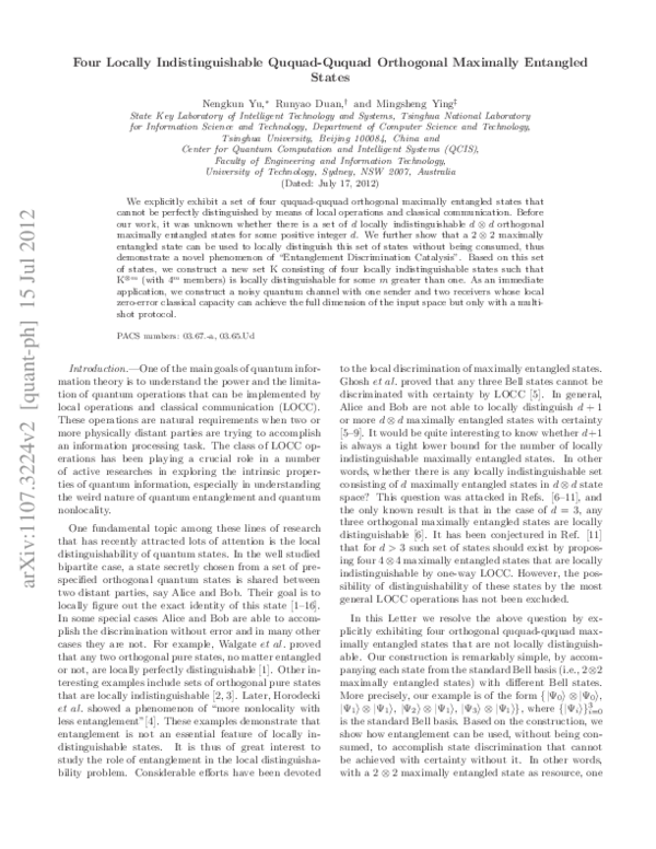 (PDF) Distinguishing Maximally Entangled States by PPT Operations and ...