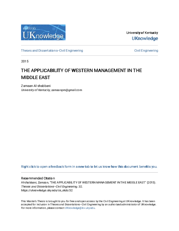 (PDF) The Applicability of Western Management in the Middle East ...