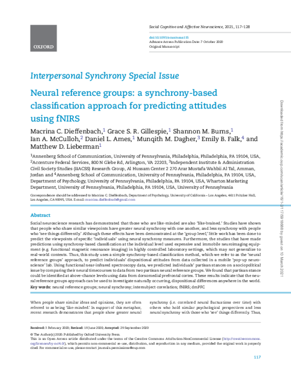 Pdf Neural Reference Groups A Synchrony Based Classification