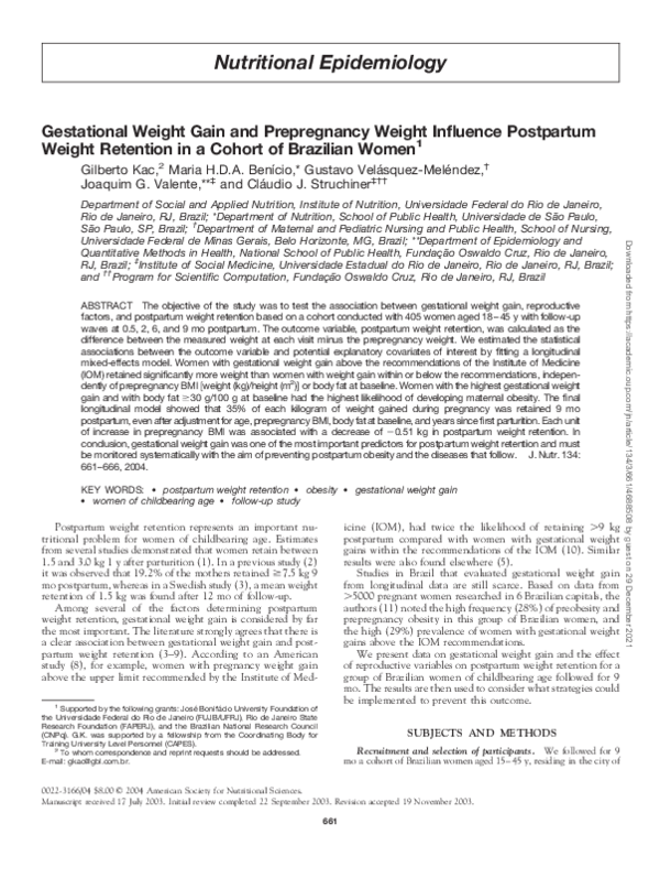 (PDF) Impact of Gestational Weight on Postpartum Retention
