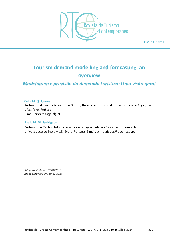 Pdf Tourism Demand Modelling And Forecasting An Overview