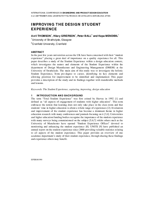 (PDF) Improving the Design Student Experience